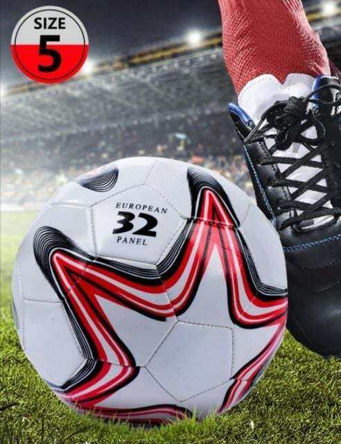 Soccer ball PVC rubber football size 5 white red star sport sports ...