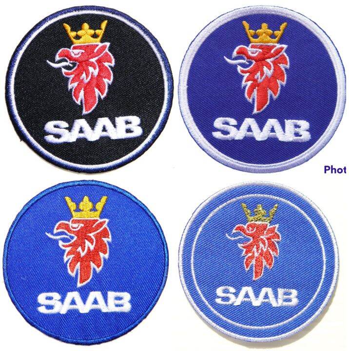 🔥 SAAB 🔥 โลโก้ งานปัก สติกเกอร์ ตัวรีด ตัวรีดติดเสื้อ อาร์ม กาวร้อน แต่ง ซ่อมแซม เสื้อ หมวก ...