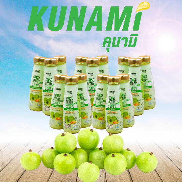 แพค 15 ขวด น้ำมะขามป้อม Kunami สูตร Functional drink vitamin c 200 % + zinc ขนาด 100 ml ...