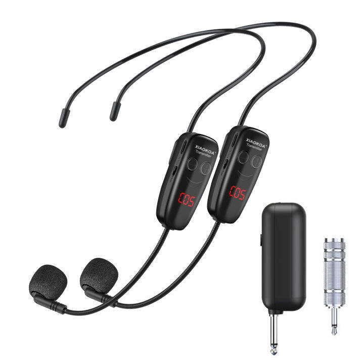 Wireless Microphone, Wireless Headset Microphone, UHF Wireless Dual ...