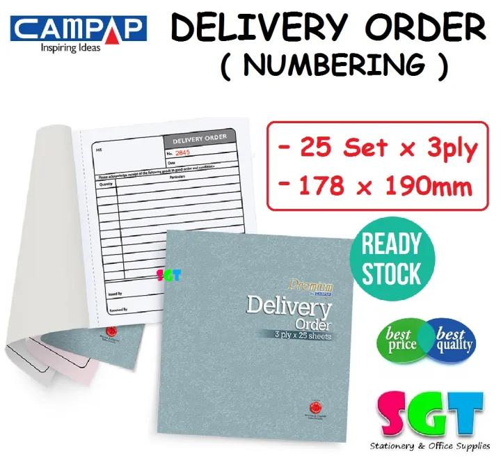 CAMPAP Numbering Delivery Order Book ( 25 Sheets x 3ply) - 10's/Pack ...
