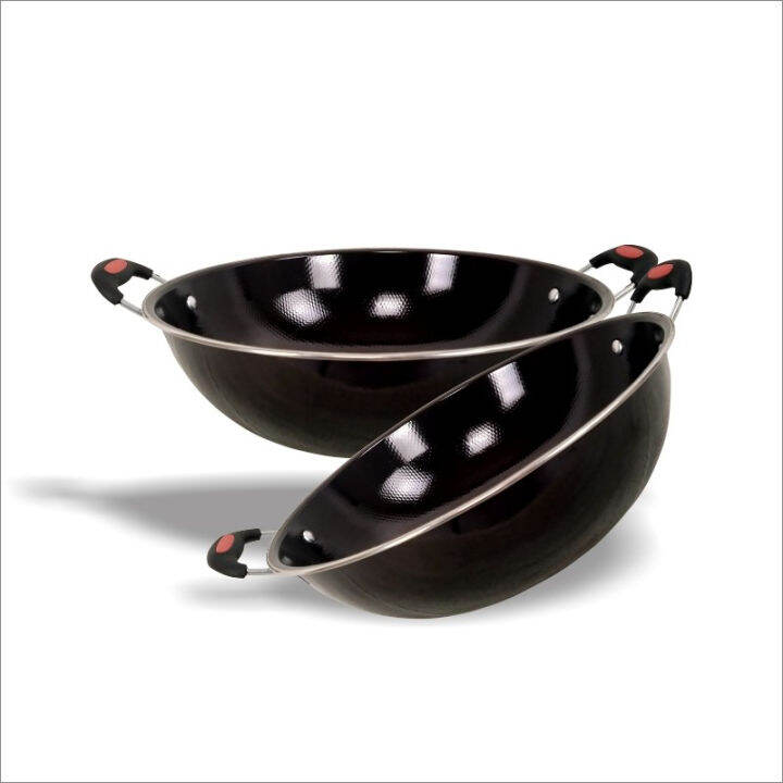 WAJAN ENAMEL 2 Kuping - WAJAN HITAM UK.34 CM/ PENGGORENGAN WAJAN ANTI ...