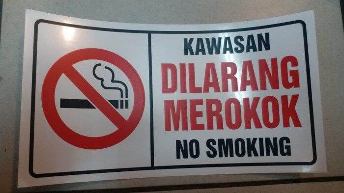 SIGN LABEL STICKER KAWASAN DILARANG MEROKOK / NO SMOKING 30X20CM K3 ...
