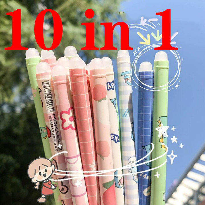 10 in 1 camudy Cute Friction Pen Erasable Ball pen With Eraser Magic ...