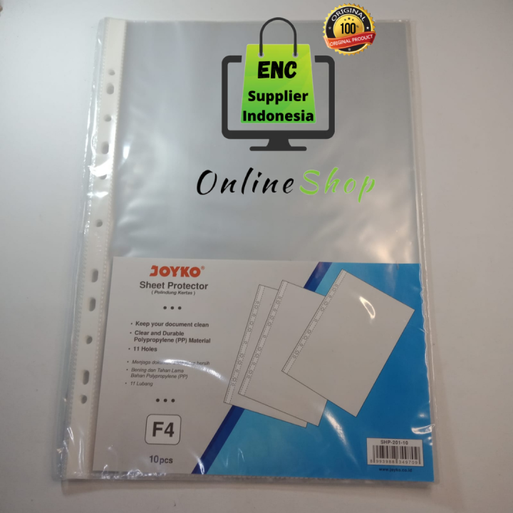 JOYKO 10 buah Sheet Protector Pelindung Kertas Joyko SHP-201-10 F4 per ...