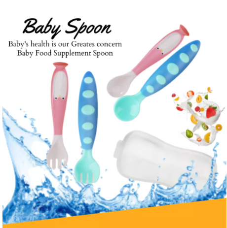 BABA Baby Toddler Training Learning Spoon Fork set with case | Lazada PH