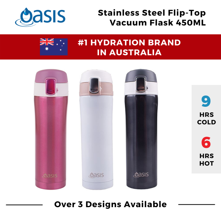 Oasis Stainless Steel Flip-Top Vacuum Flask Insulated Water Bottle ...