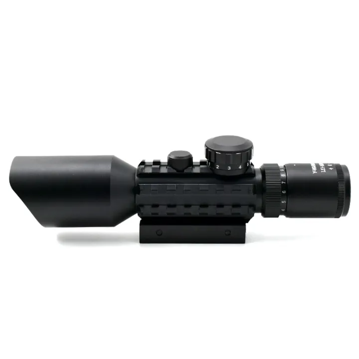 LS3-10X42E Tactical Scope Red Laser Dual Illumination Mil-dot with Rail ...