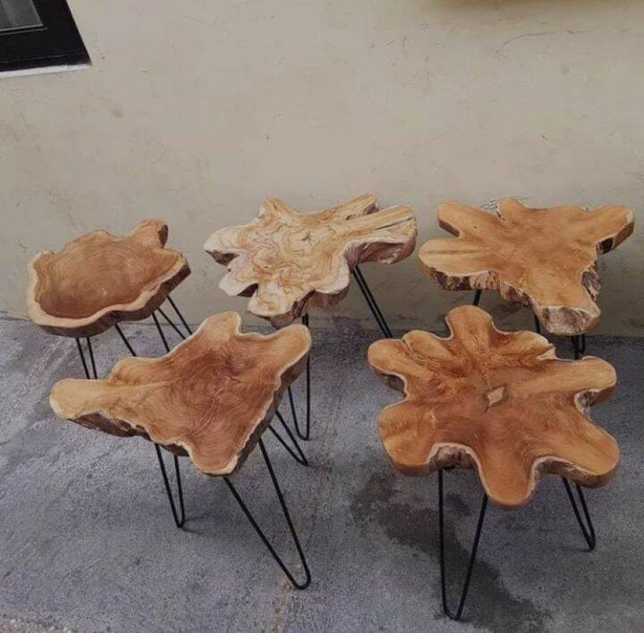 Meja akar jati meja coffee meja minimalis / slice wood table meja unik ...