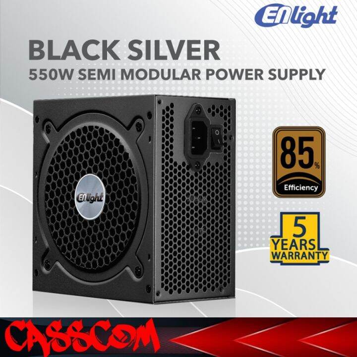Power Supply Enlight 550W Black Silver 80+ Bronze PSU Semi Modular ...