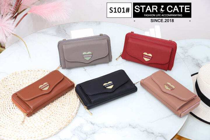 พร้อมส่ง STARCATE ️ของแท้100% ️ กระเป๋าสตางค์แฟชั้นผู้หญิง S101 มีสะพายข้าง หนังPU ช่องใส่บัตร ...