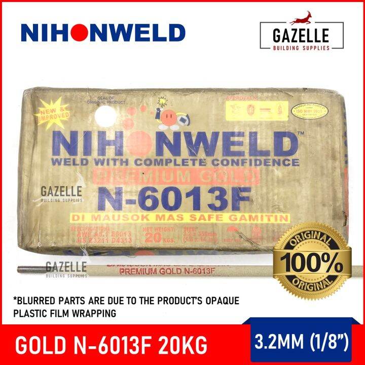 NIHONWELD Welding Rod Electrode Premium Gold N-6013F N6013F ( 3.2mm / 1/8" ) - 1 BOX 20KG ...
