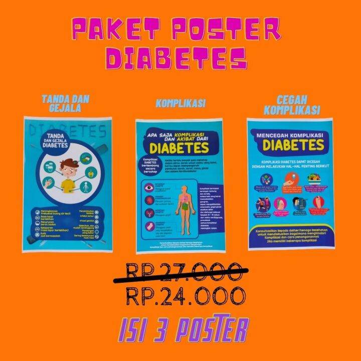 Paket : Poster Diabetes - Tanda dan Gejala - Komplikasi - Cegah ...