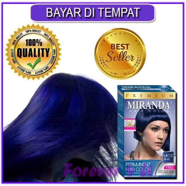 Cat rambut warna biru cerah keren tahan lama pewarna rambut korea ...