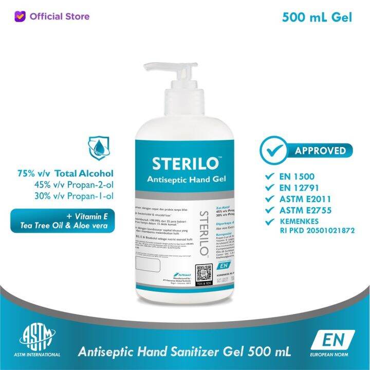 Sterilo Hand Sanitizer Gel 500 mL - Medical Grade Antiseptic Hand Rub ...
