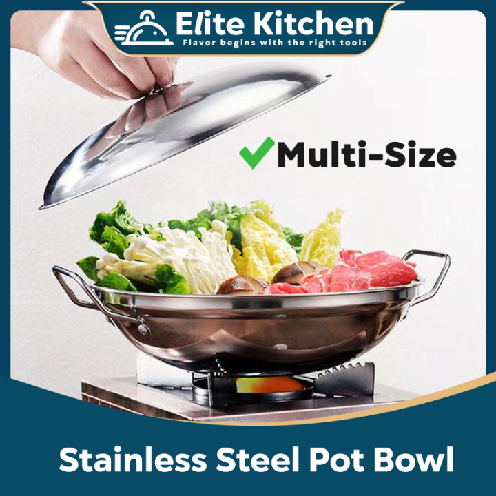 Elite Kitchen - Stainless Steel Mini Wok with Welding Handle Dry Pot ...