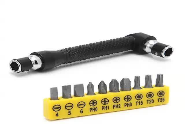 10 in 1 Socket Screwdriver L-shaped Angle Head Twin Wrench Driver Torx ...
