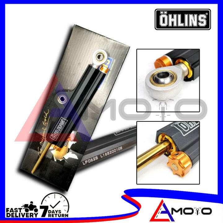 OHLINS STEERING DAMPER STABILIZER UNIVERSAL BLACK GOLD PREMIUM 10A COPY ...