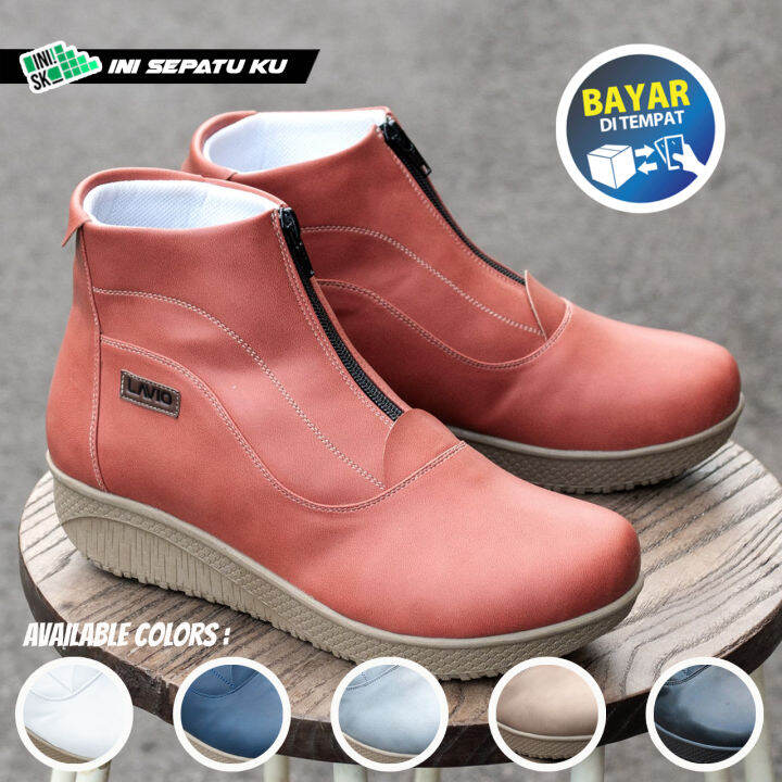 Sepatu Boots Wanita Lavio Vanilla Orchid / Boot Cewek Korea Resleting ...