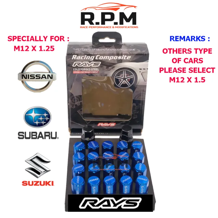 Rays Lock Nut Wheel Nut Long M12X1.25 Racing Nut Sport Rim Skru Tayar ...
