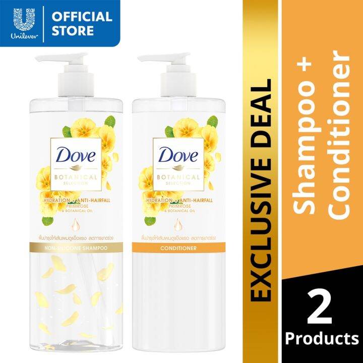 BUNDLE DOVE Botanical Anti Hair Fall Primrose Shampoo and Conditioner ...