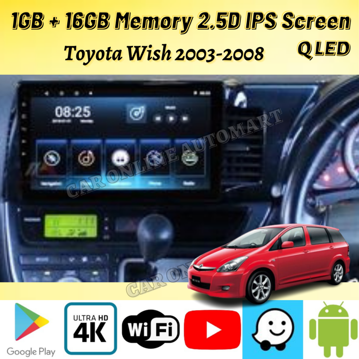 TOYOTA WISH 2003-2008 ~ MOHAWK T3L MS SERIES Q-LED 1GB+16GB 4K ANDROID PLAYER WITH CASING PLUG ...