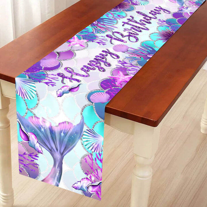 ALittle Mermaid Theme Party Table Runner Happy Birthday Party Decor ...
