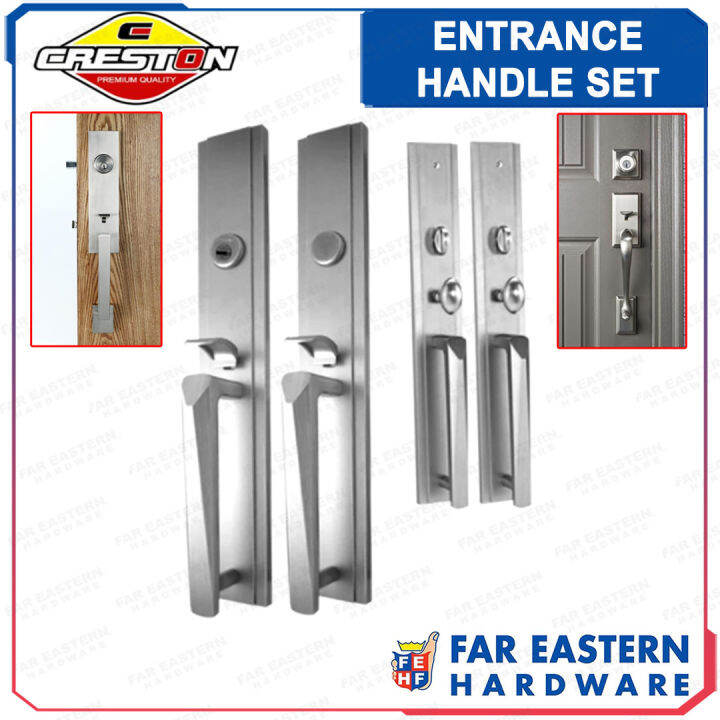 CRESTON Entrance Handle Set Stainless Steel | Antique Brass | Nickel ...