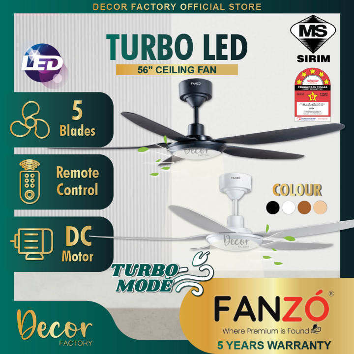 [NEW] FANZÓ Fan FANZO TURBO LED Fan 56" 5 Blades 14 Speed DC Motor 3 ...