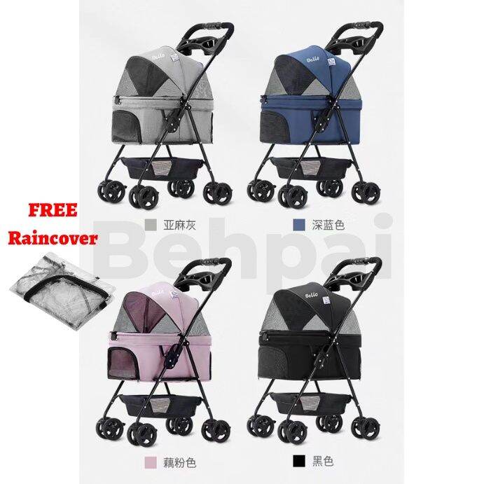 [FREE Rain Cover]Bello 2in1 Detachable Pet Stroller Foldable Outdoor ...