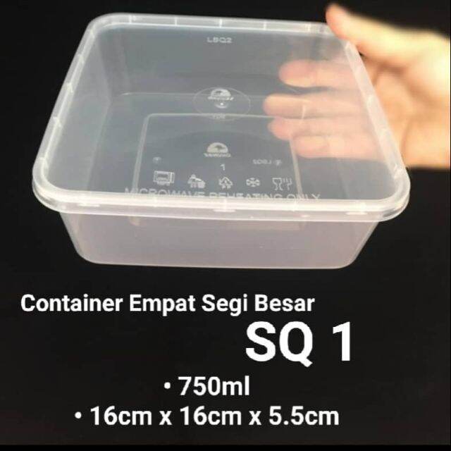 Square Food Container SQ1 +/-50pcs Disposable Plastic Container Bekas ...