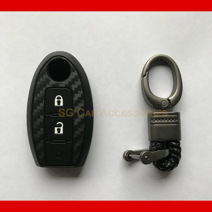 Carbon Fiber Silicone Car Key Remote Cover for Nissan Navara NP300 ...
