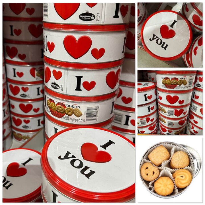 Jacobsens Danish Butter Cookies 100g | I Love You Valentine's Tin Can ...