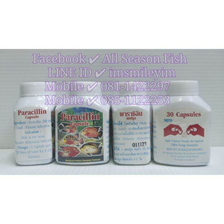 30 แคปซูล MEDIFISH Paracillin - พาราซิลิน รักษาโรคหัวเป็นรู อวัยวะภายใน ...