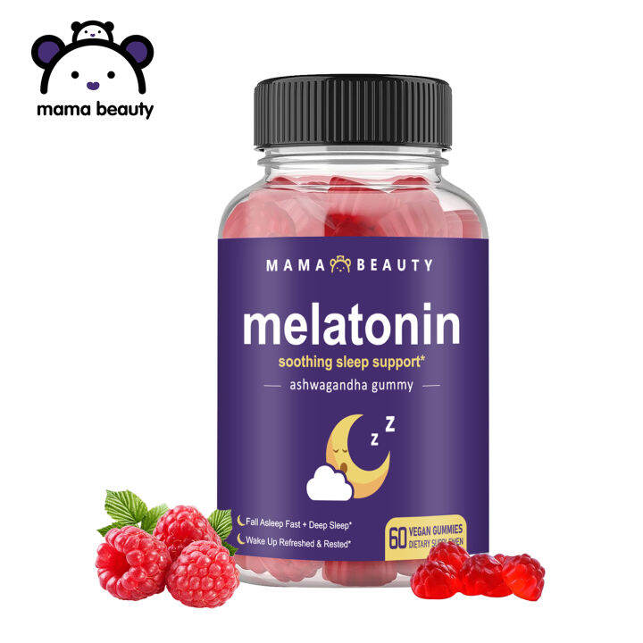 Mama Beauty Melatonin Gummies Health Sleep Ashwagandha Gummy Relieve Stress Anxiety Food ...