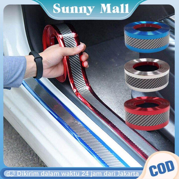 Sticker Pelindung Pintu Mobil Carbon Fiber 100*7 cm Strip Karet ...