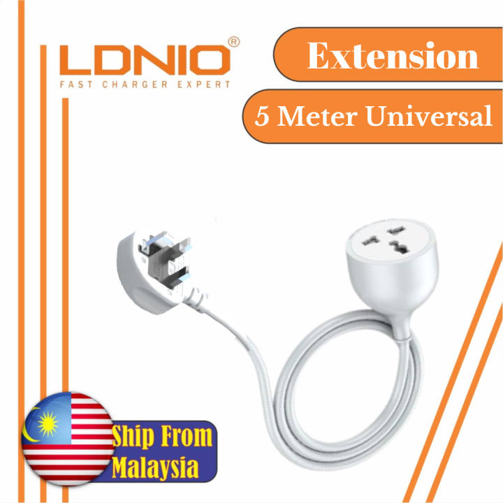 LDNIO SC1017 British Standard Socket 5 Meters Extension Cable Ground ...