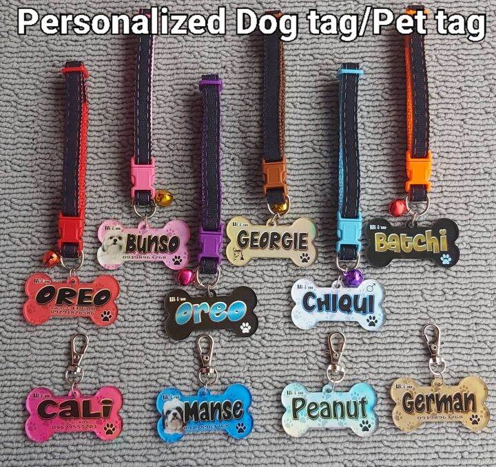 Personalized Acrylic Dog Tag/Pet Tag with Denim Strong Collar | Lazada PH