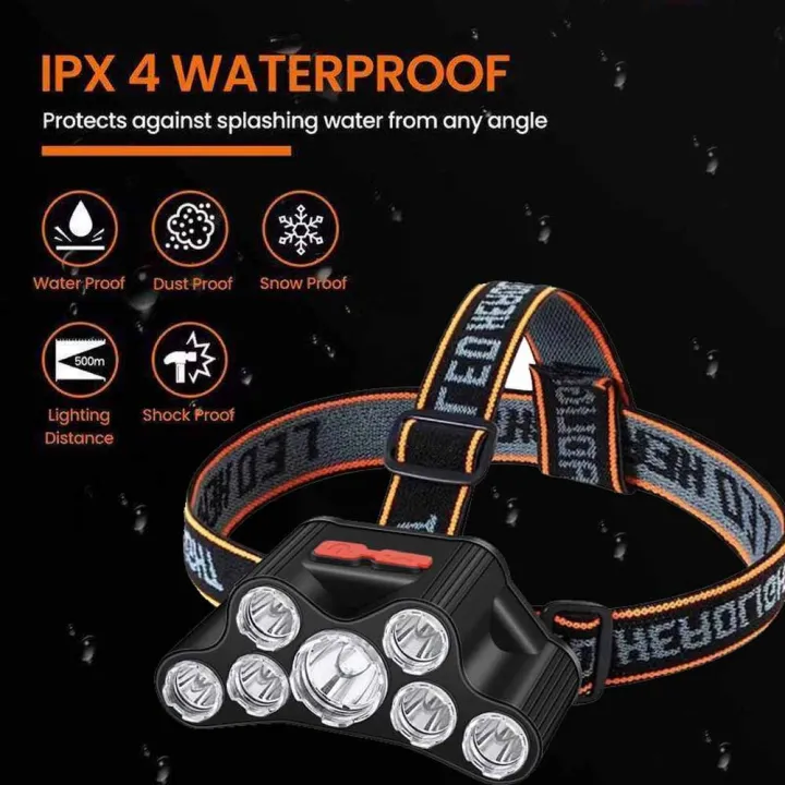USB Rechargeable 7 Led Headlight Super Bright 4 Working Modes ...