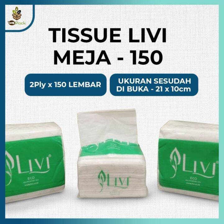 Tissue LIVI Multipurpose 150 Murah Meja Tissu Makan Pop Up Sheet Tisu ...