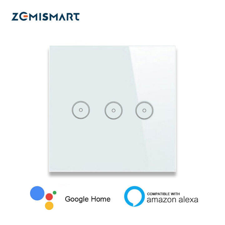ZEMISMART Wifi Smart 3 gang Light switch Neutral need/Timer 2.4G 10A ...