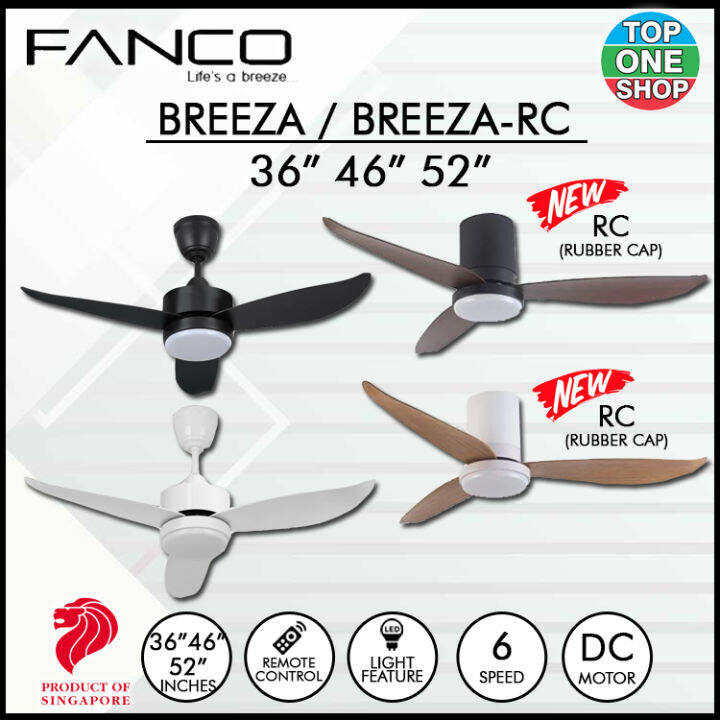 FANCO BREEZA / BREEZA-RC 36 / 46 / 52 INCHES DC MOTOR 3 COLOR LED LIGHT ...