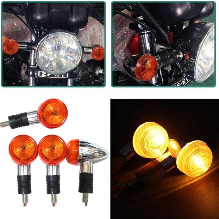 2/4Pcs Motorcycle Directional Indicator Lights Amber Indicator Lamp For ...