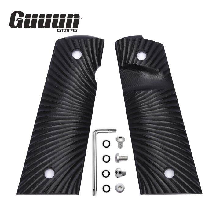Guuun 1911 Grips G10 Full Size 1911 Magwell Grip Ambi Safety Cut Big ...