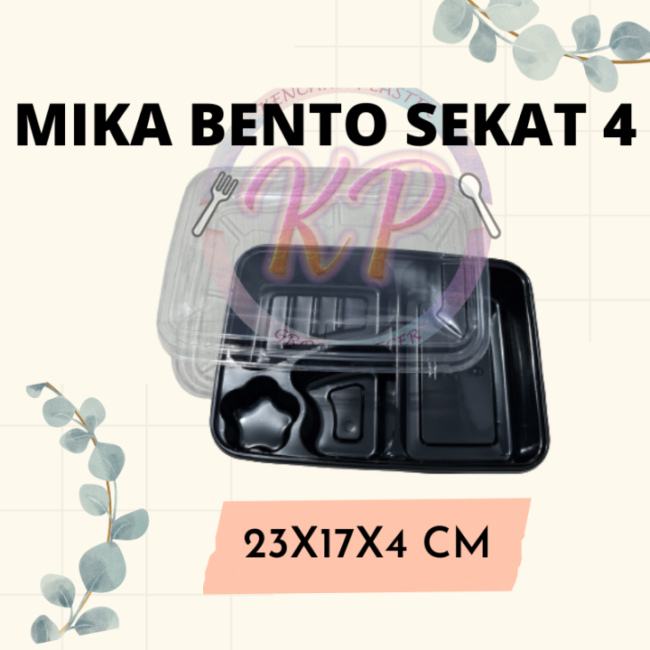 Mika Bento Sekat 4 Isi 50 Pcs+Tutup Ukuran 23x17x4 / Tray Bento / Box ...