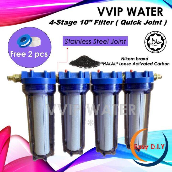 (QUICK COUPLING) AWESOME 4-STAGE REDUCE CHLORINE WATER FILTER PURIFIER ...