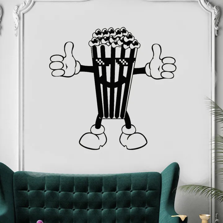 Popcorn Wall Decal Thumb Up Cartoon Door Window Vinyl Sticker TV Film ...