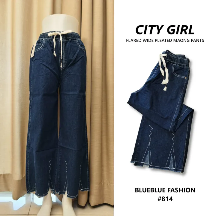 CITY GIRL Blueblue High Waist Jeans Comfortable Wide Leg Flared Maong ...