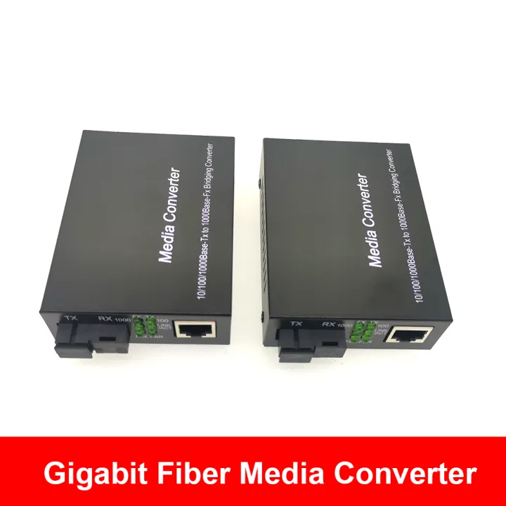 Media Converter Gigabit Fiber Optical Media Converter 10/100/1000Mbps Single Mode Single Fiber ...