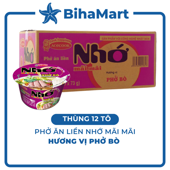 [THÙNG 12 TÔ] - ACECOOK - Tô Nhớ Mãi Mãi phở ăn liền hương vị phở bò - (84g/tô) | Lazada.vn